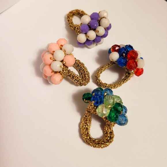 Vintage | Jewelry | Vintage Beaded Stretch Rings | Poshmark